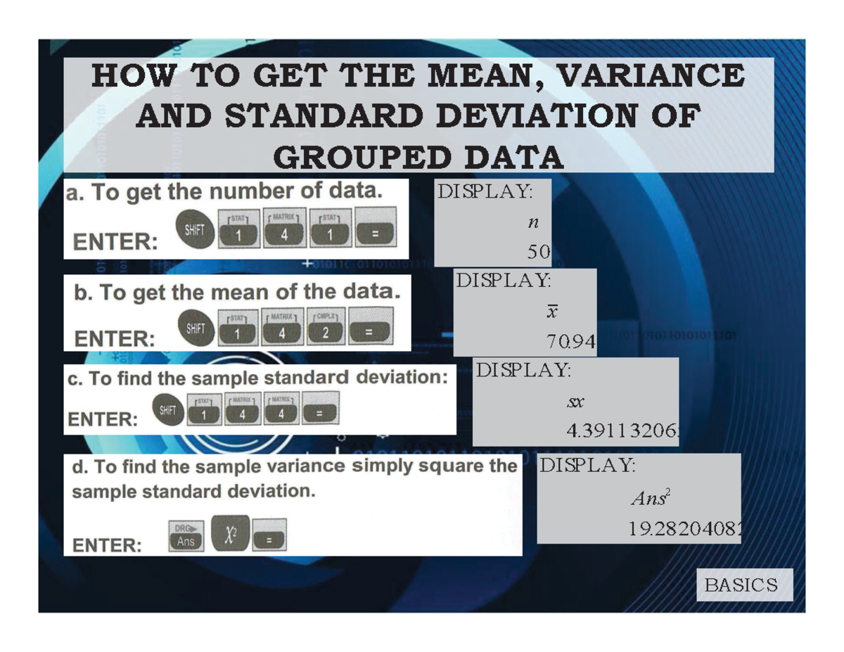 Cal. Tech 2 part 3 - Cal. Tech 2 part 3 - HOW TO GET THE MEAN, VARIANCE ...