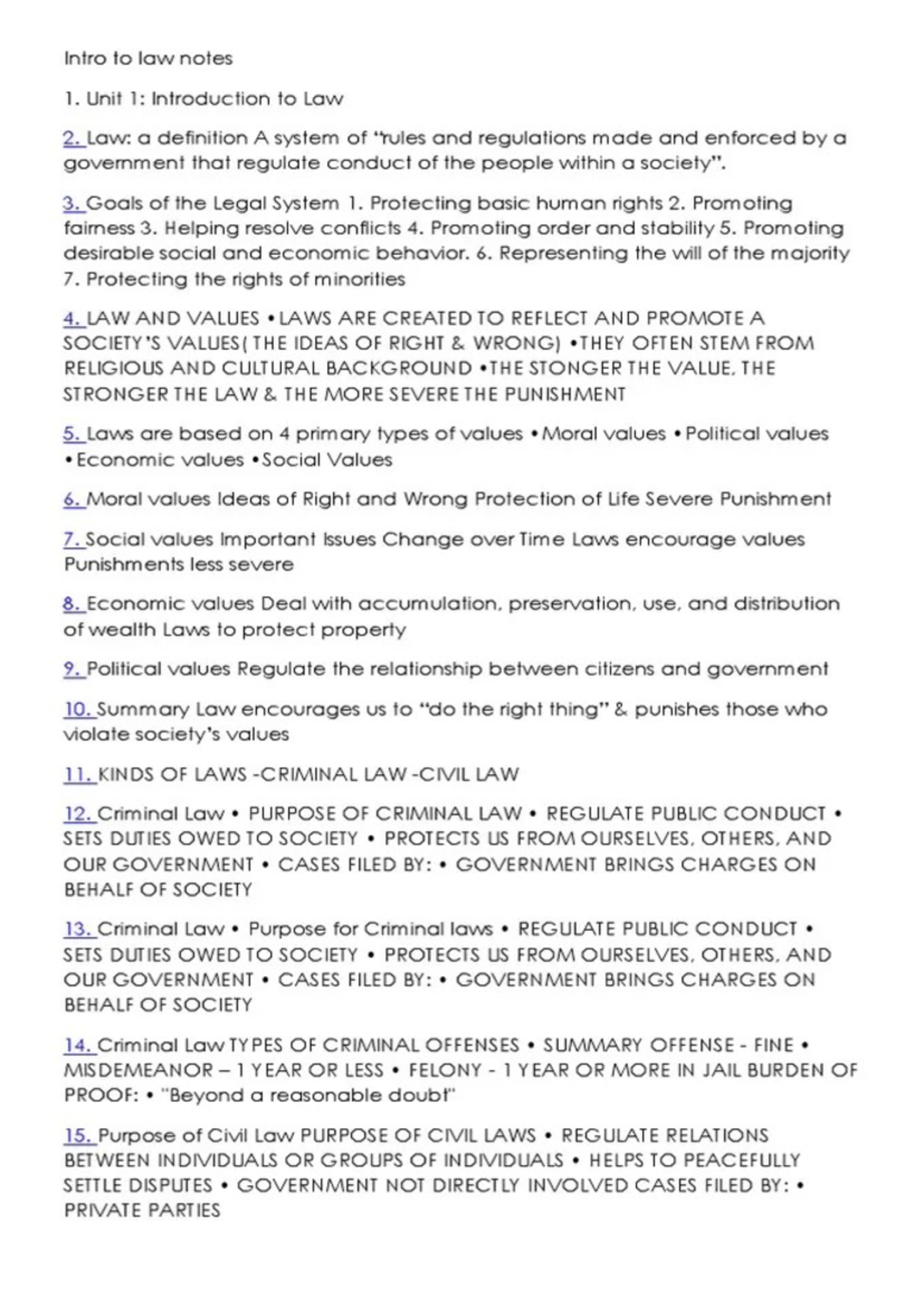 Intro to Law - Descriptions - Intro to law notes 1. Unit 1 ...