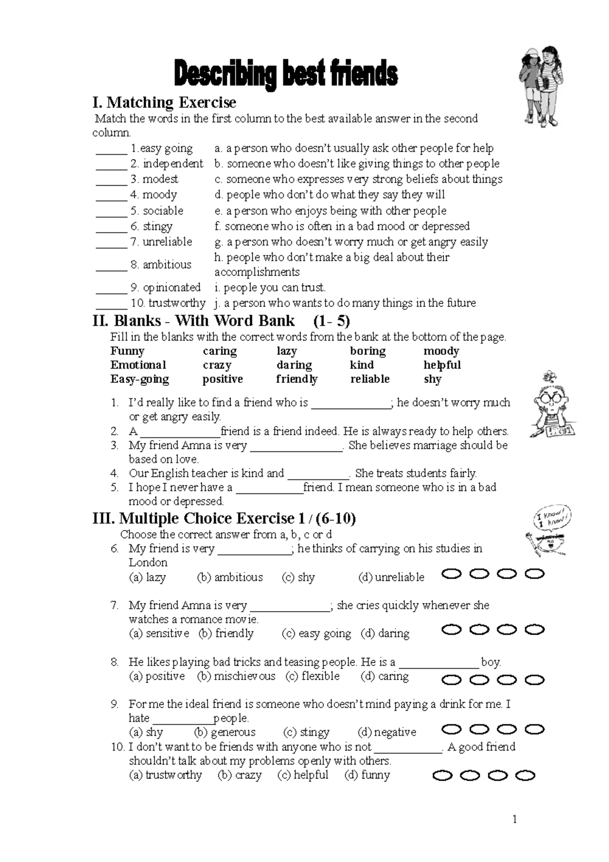 Describing my Best Friend - INGLÉS BÁSICO - USMP - Studocu