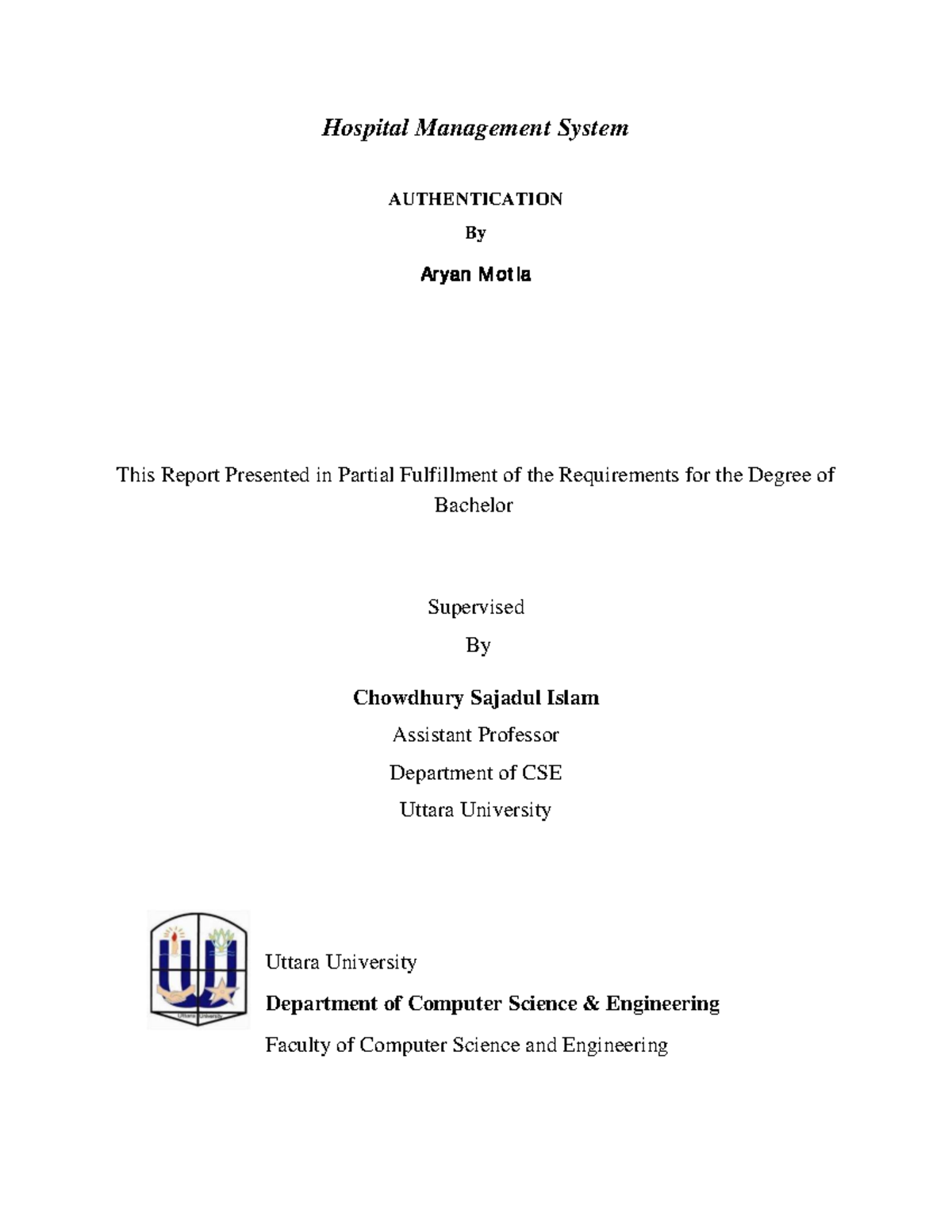 Hospital Management System Project repor - Hospital Management System ...
