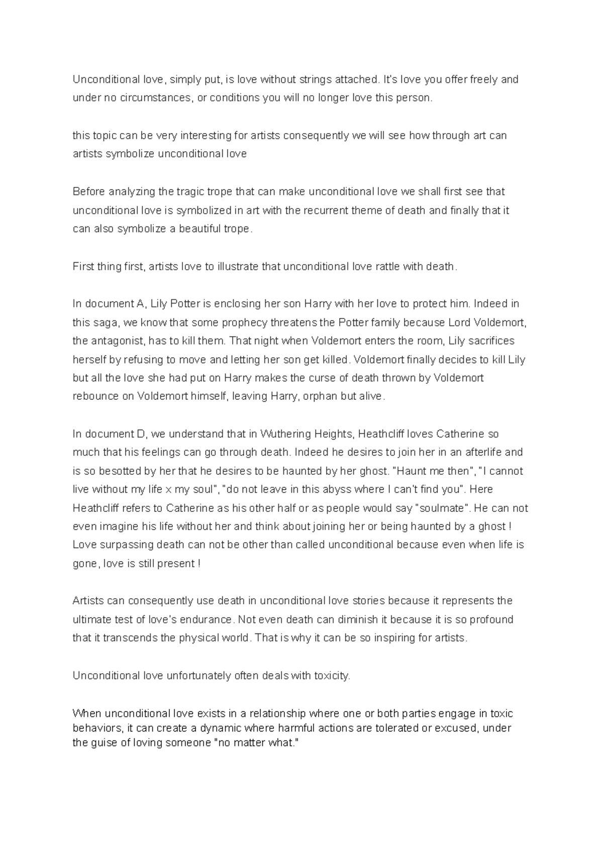 Unconditional love - llce oral - Unconditional love, simply put, is ...