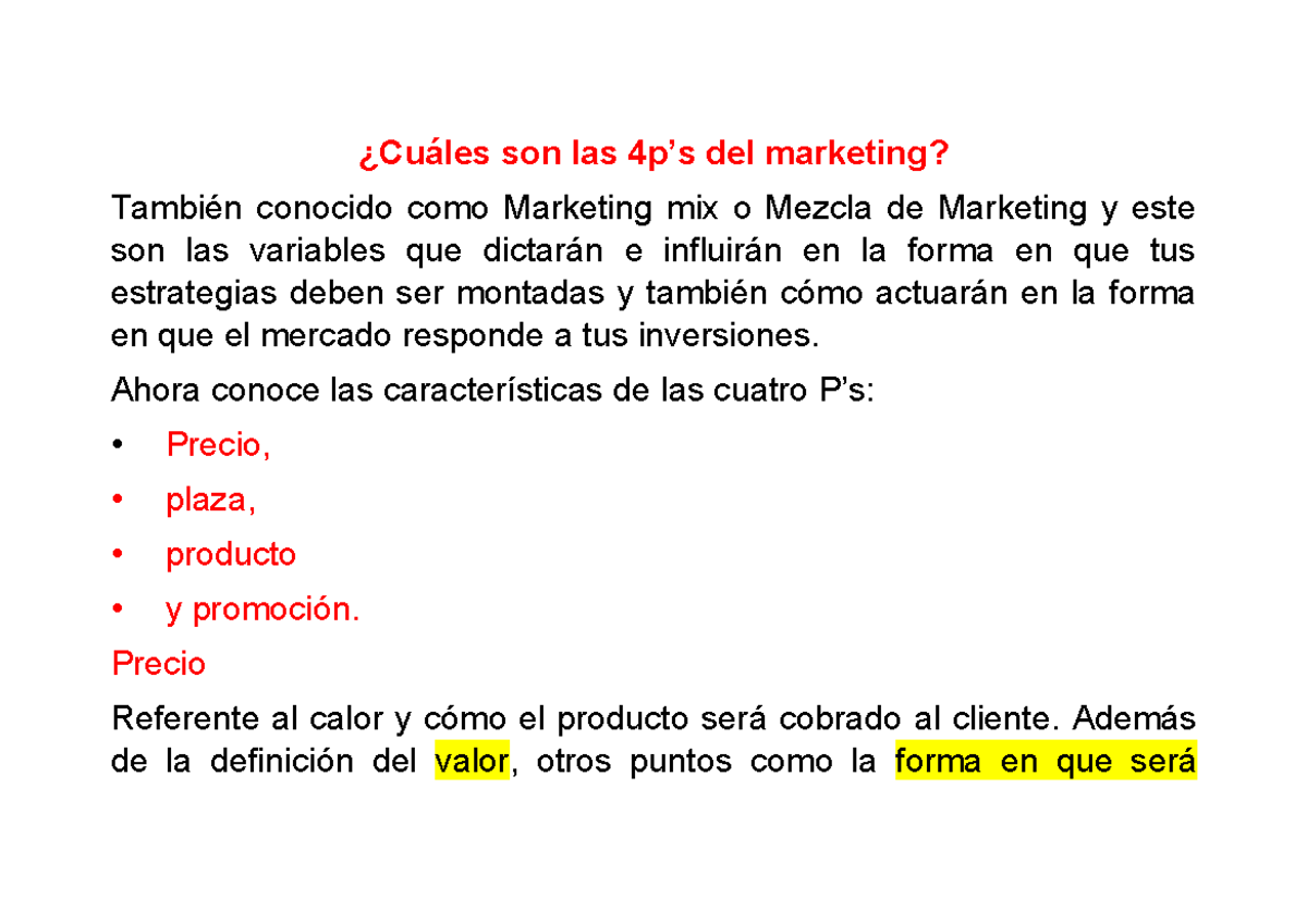 Cuáles son las 4p - marquetin digital y publicidad - ¿Cuáles son las 4p ...