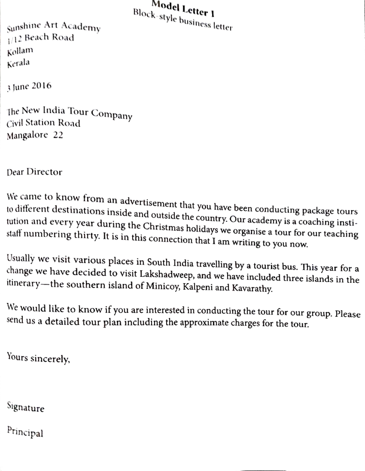 Adobe Scan Jul 31, 2022 - Model Letter 1 Block style business letter sunshine Art Academy /12 ...