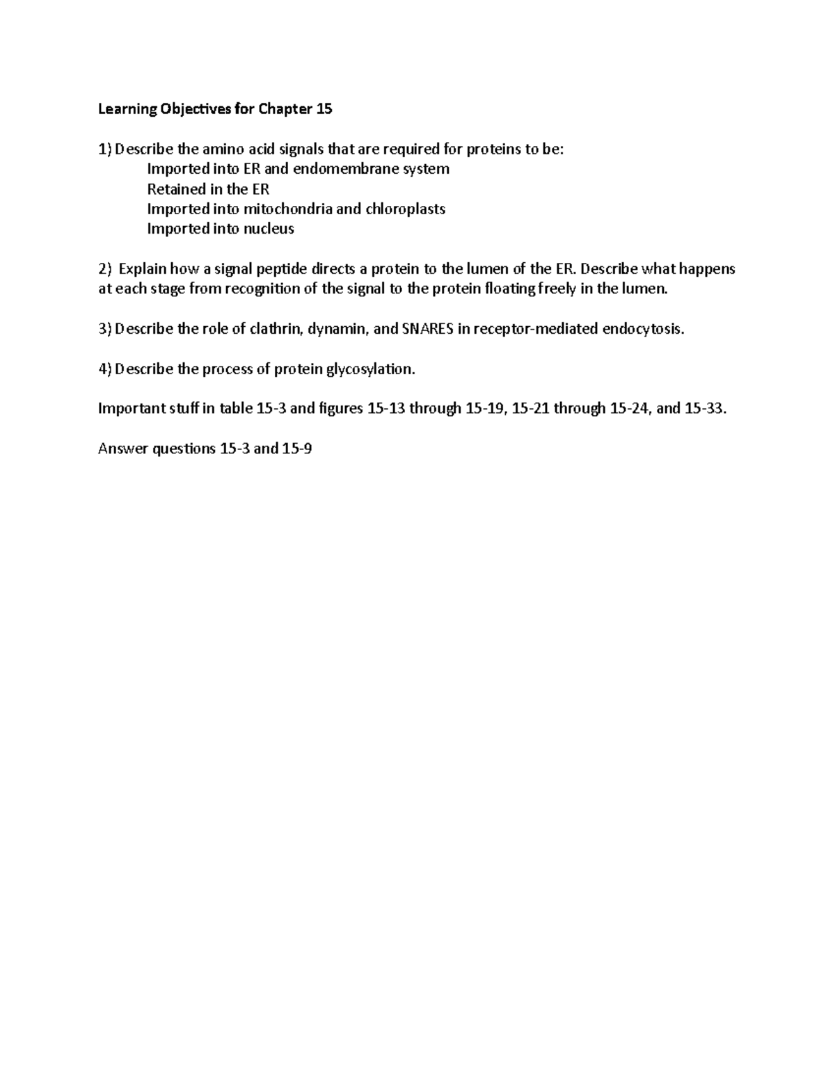 Chapter 15 Outline and Objectives for exam 4 - Learning Objectives for ...