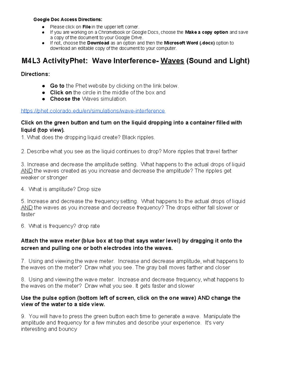 Ubani's M4L3 Activity Phet Wave Interference- Waves (Sound and Light ...