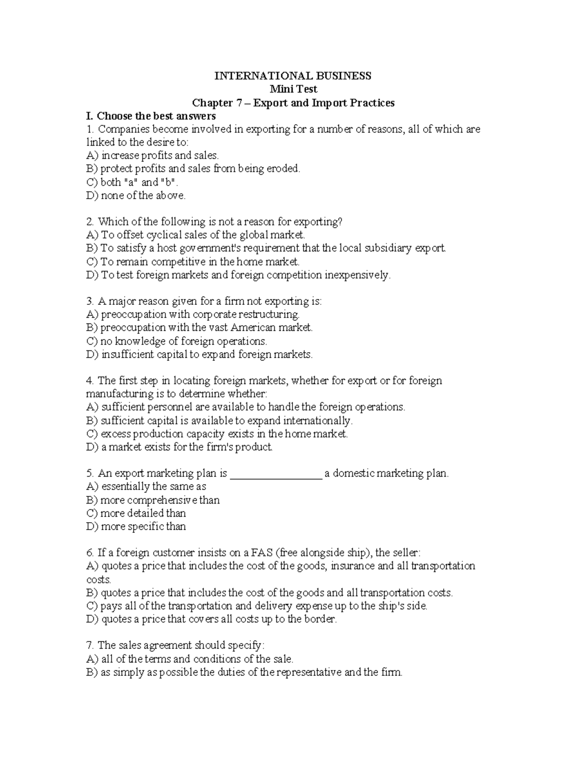 IB Minitest 7 - Useful practices for final exam ...