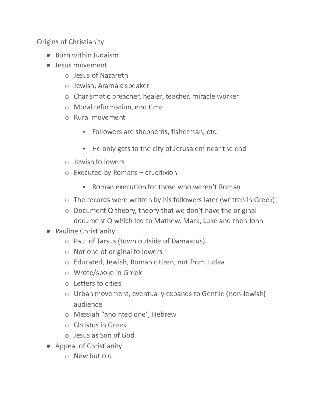 HIST 4007, Lecture 3 - Origins of Christianity Born within Judaism ...