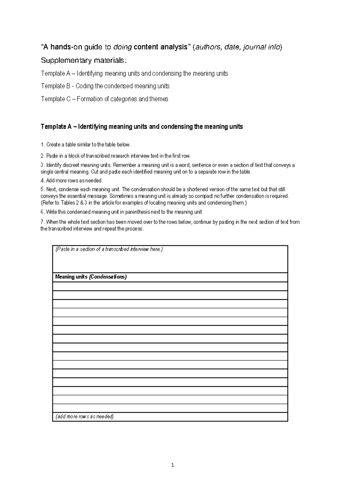 Content-Analysis-template - 1 “A hands-on guide to doing content ...