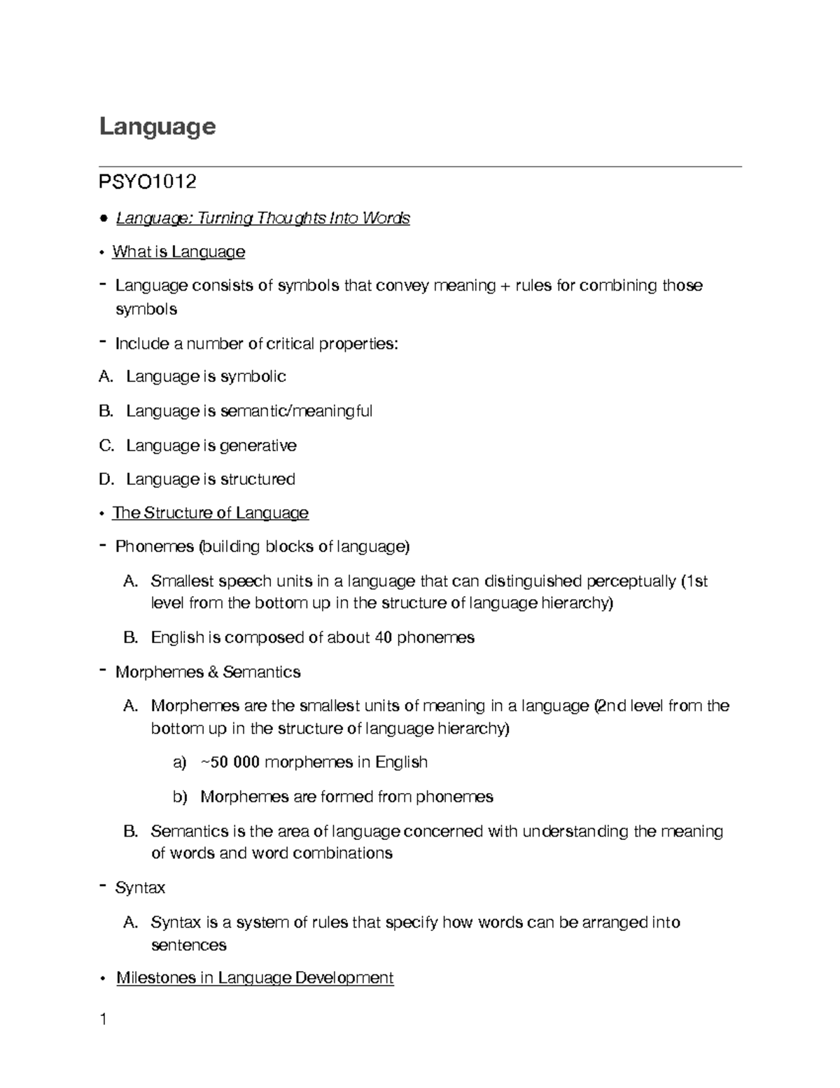 Language - FALL 2021 PROF JENNIFER STAMP - Language PSYO • Language ...