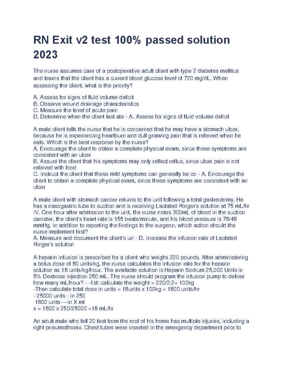 RN Exit v2 test 100% passed solution 2023 - RN Exit v2 test 100% passed ...