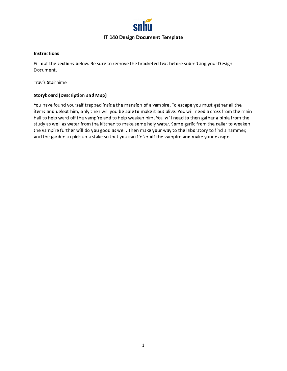 IT 140 Design Document Template - IT 140 Design Document Template ...