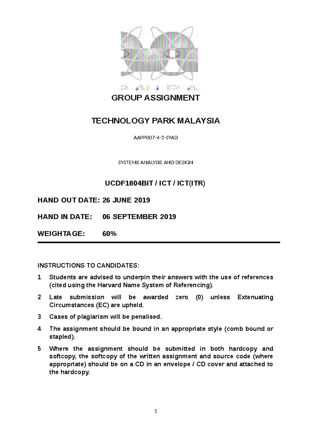 SYAD Group Assignment - system analysis and design - GROUP ASSIGNMENT TECHNOLOGY PARK MALAYSIA ...