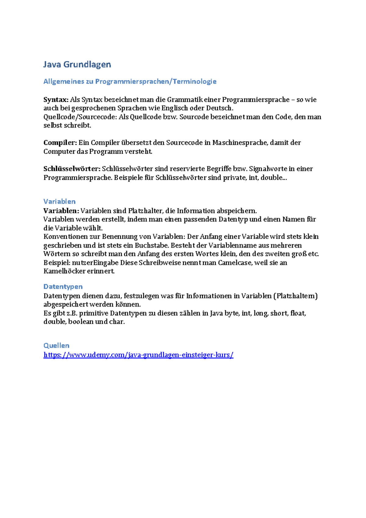 Java Grundlagen Terminologie - Java Grundlagen Allgemeines zu ...