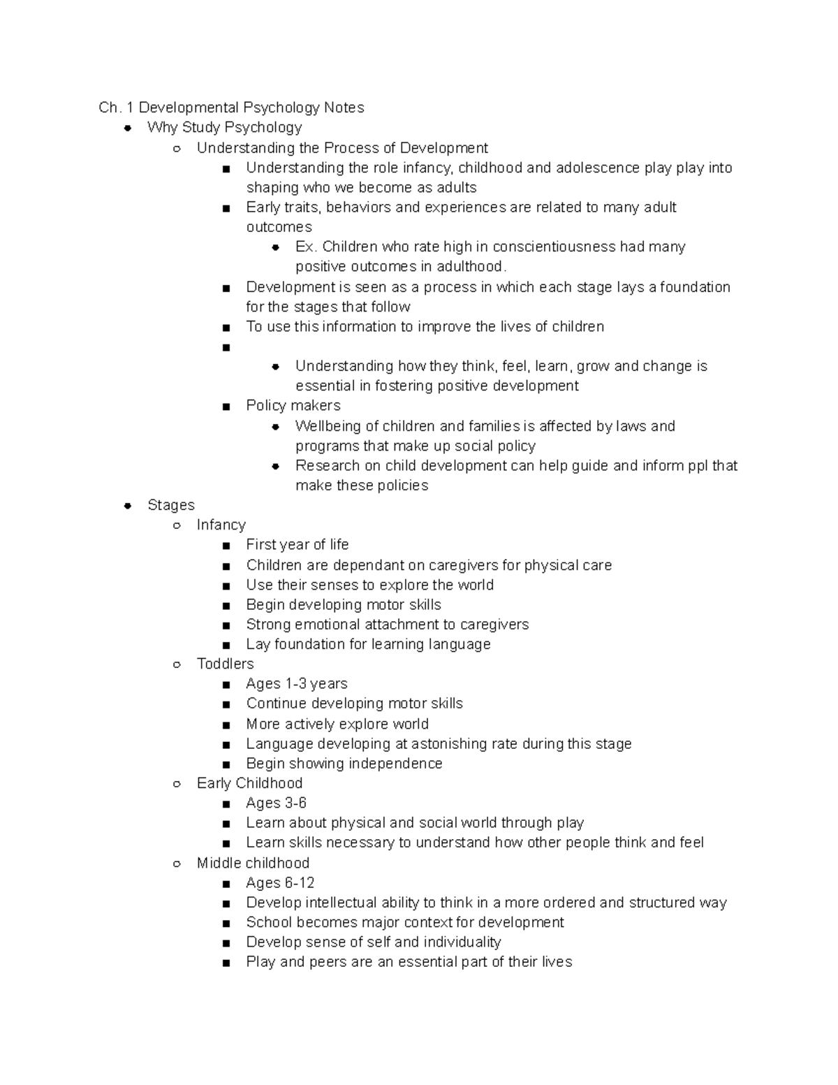 Ch 1 Dev Psych Textbook - Ch. 1 Developmental Psychology Notes Why ...