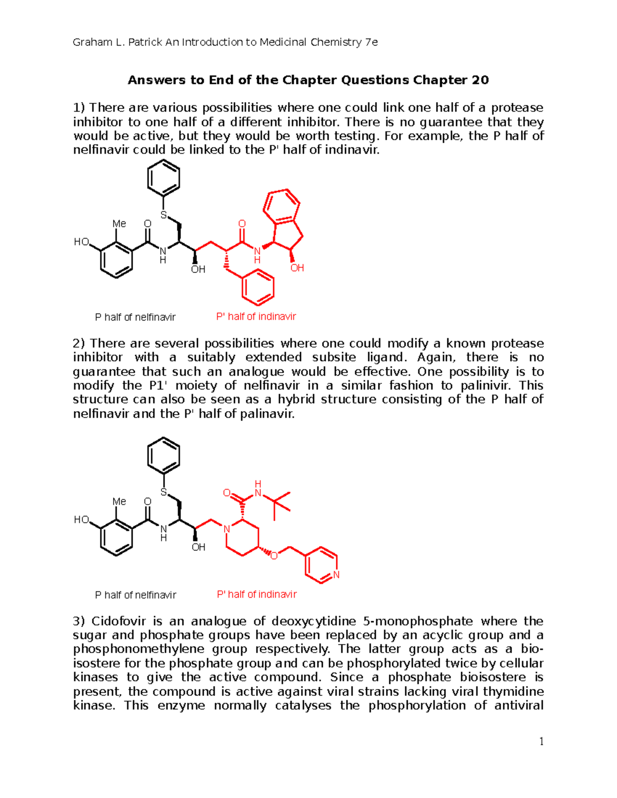 Ch20-EOCanswers-students - Graham L. Patrick An Introduction to ...
