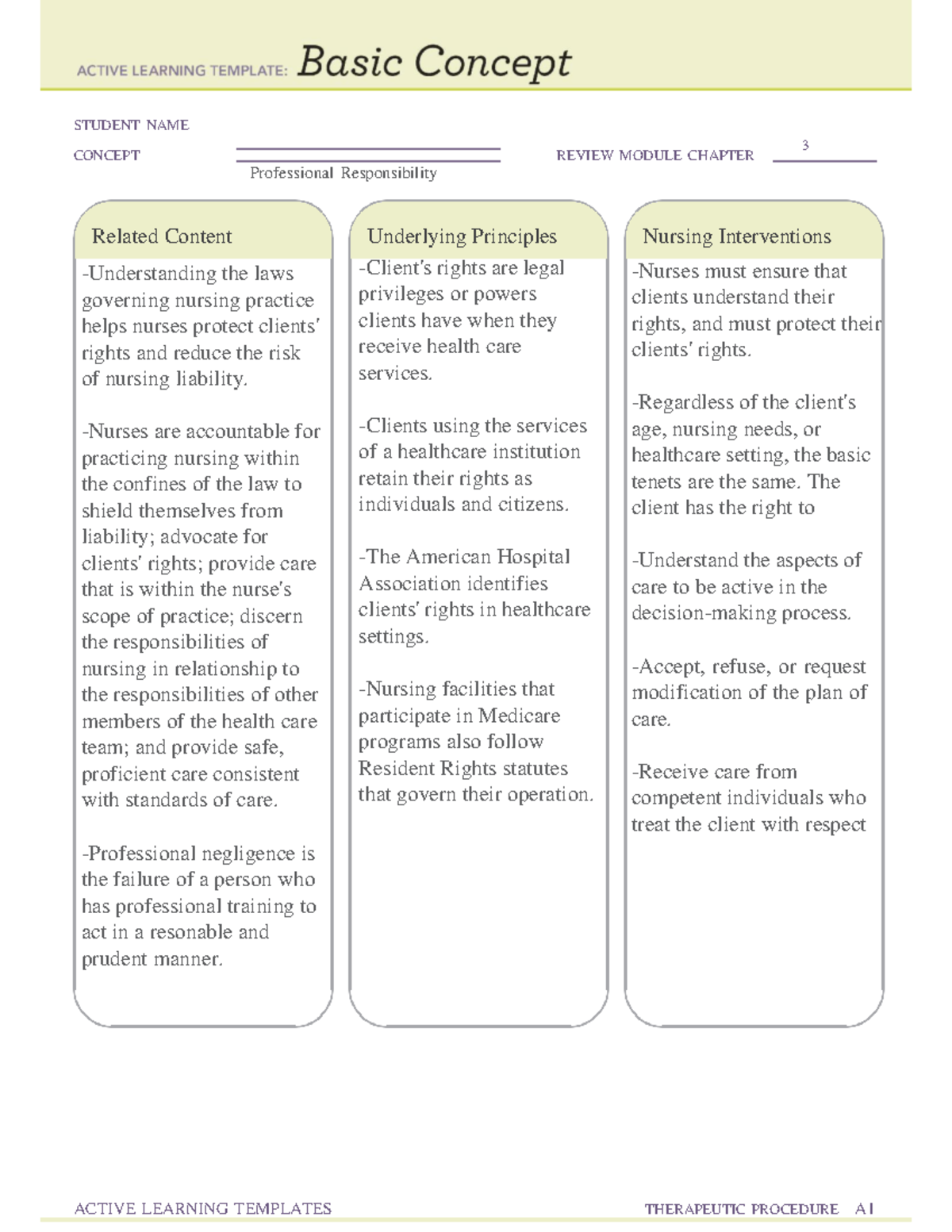 Basic Concept 1 Professional Responsibility - STUDENT NAME CONCEPT REVIEW MODULE CHAPTER 3 - Studocu