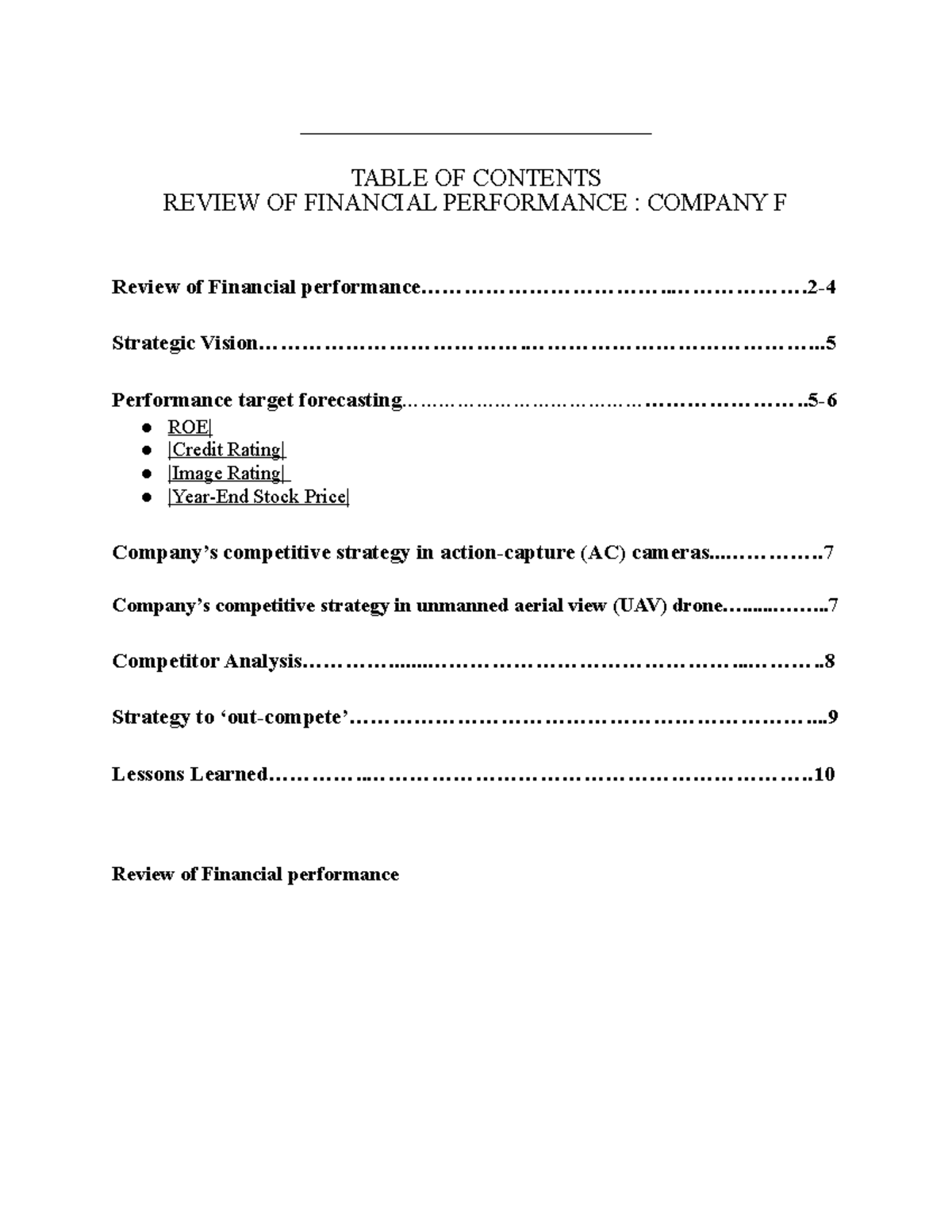 GLO-BUS Annual Report - TABLE OF CONTENTS REVIEW OF FINANCIAL ...