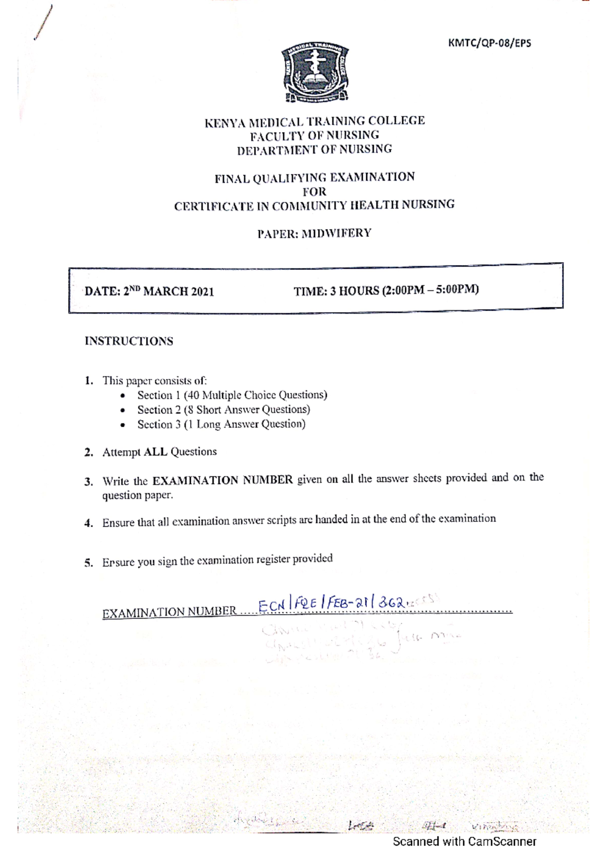 FQE Pp02 KMTC FQE Nursing Final Qualifying Exam Studocu