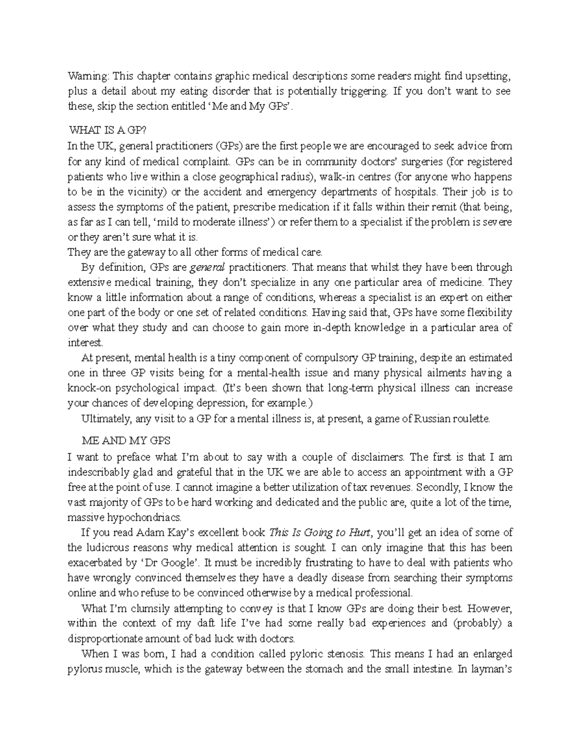 GP - Warning: This chapter contains graphic medical descriptions some ...