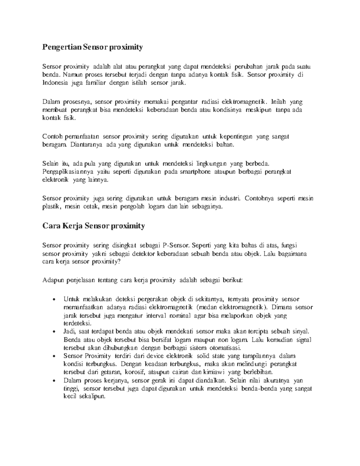Summary Sensor proximity - Pengertian Sensor proximity Sensor proximity adalah alat atau ...