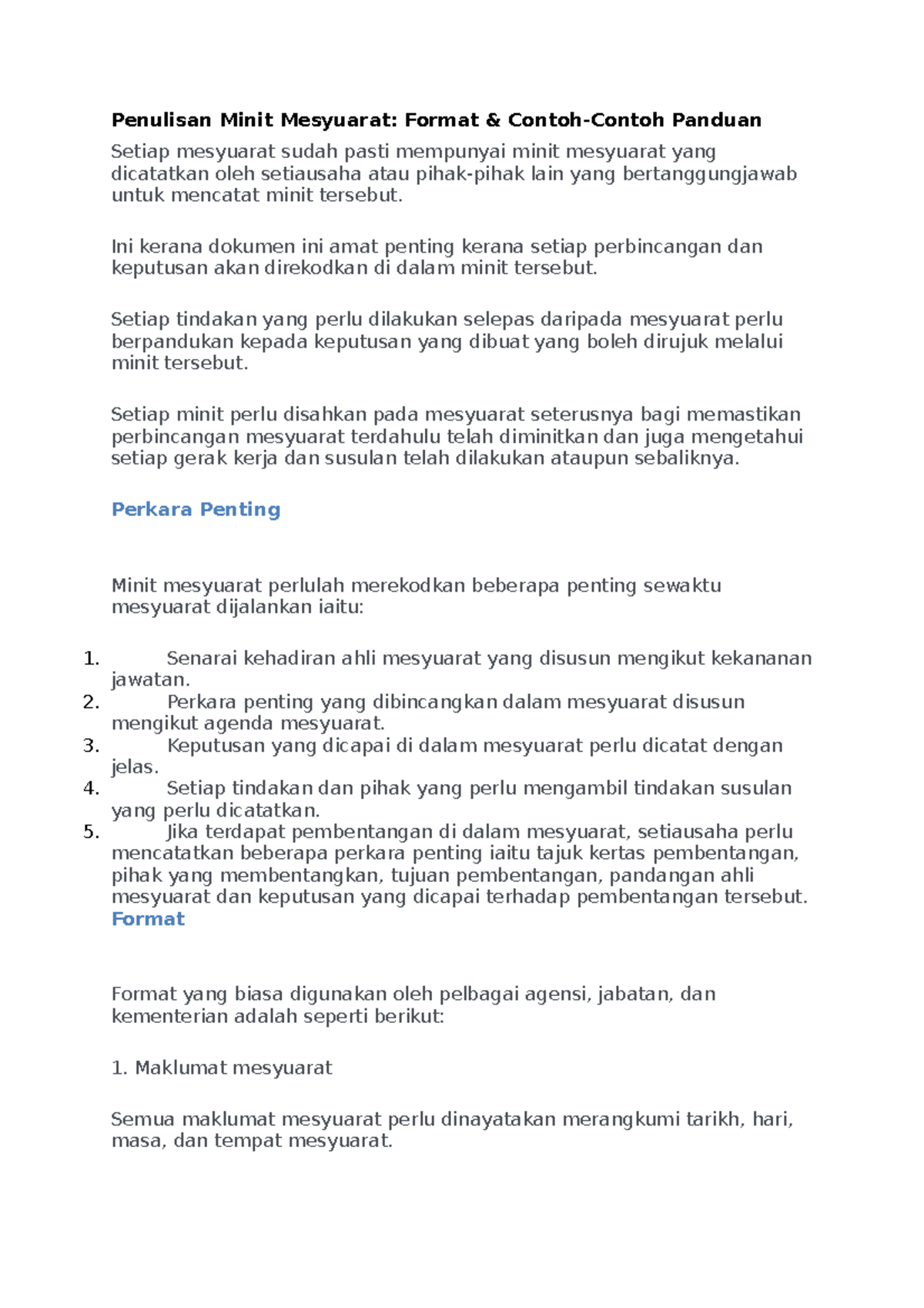 Penulisan Minit Mesyuarat - Ini kerana dokumen ini amat penting kerana ...