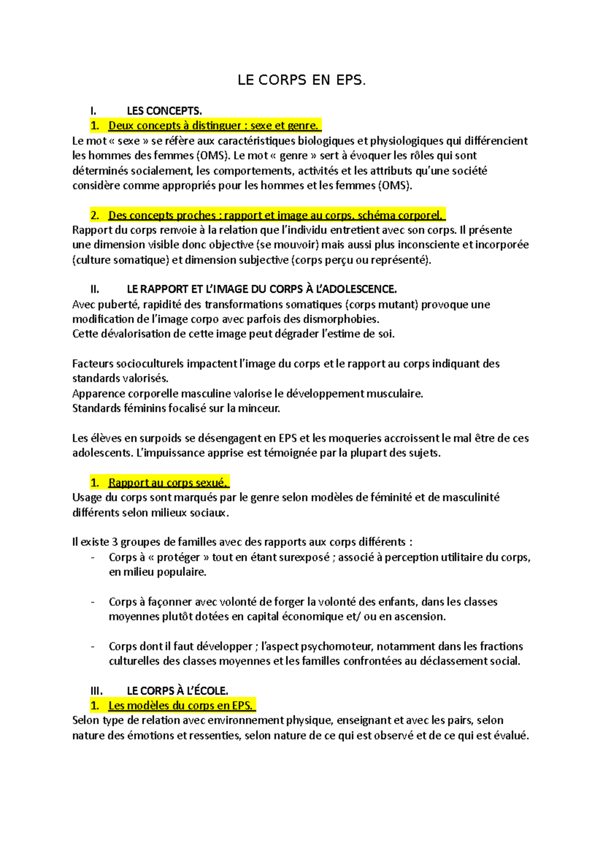 LE Corps EN EPS - LE CORPS EN EPS. I. LES CONCEPTS. Deux concepts à ...