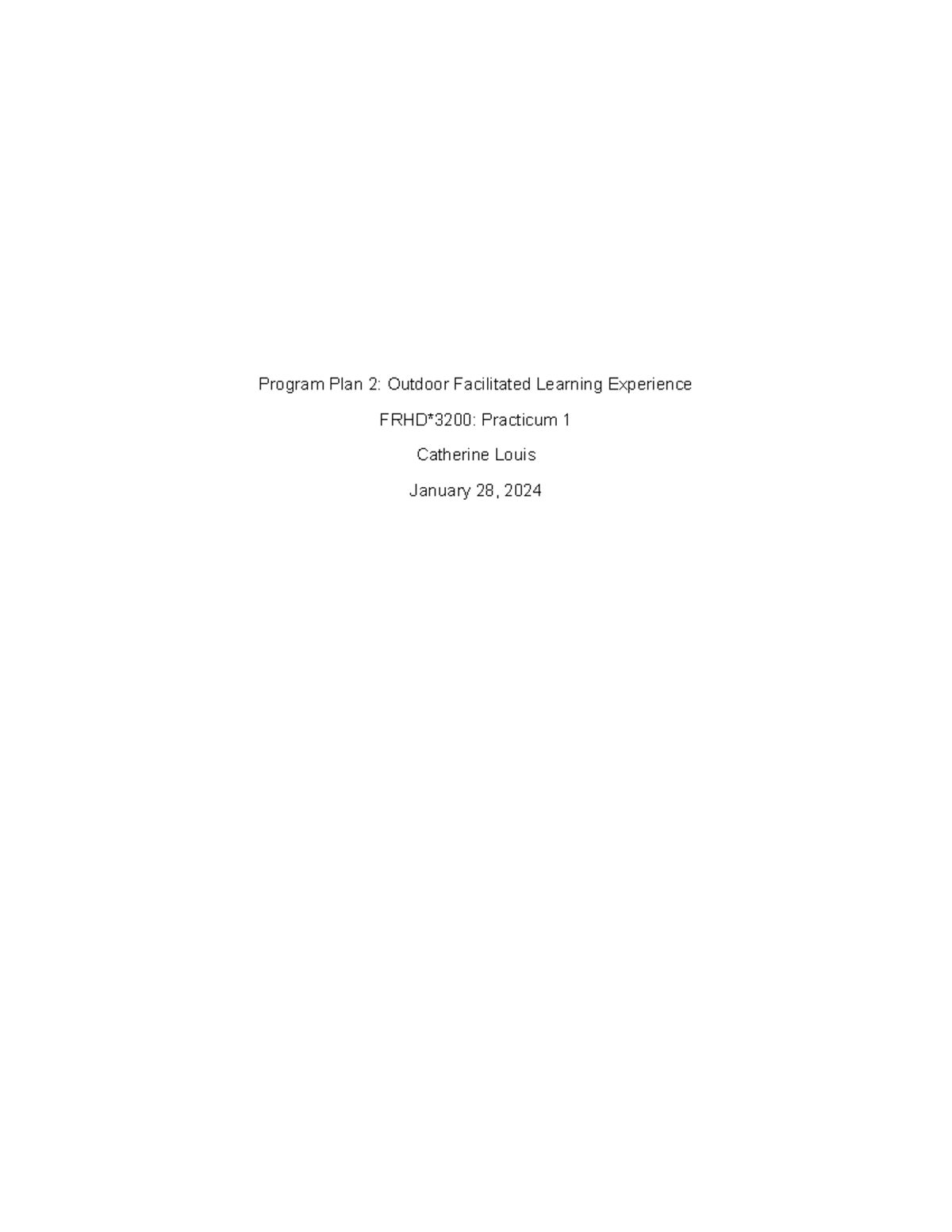 Program Plan 2 (29/30 - Grade) - Program Plan 2: Outdoor Facilitated ...