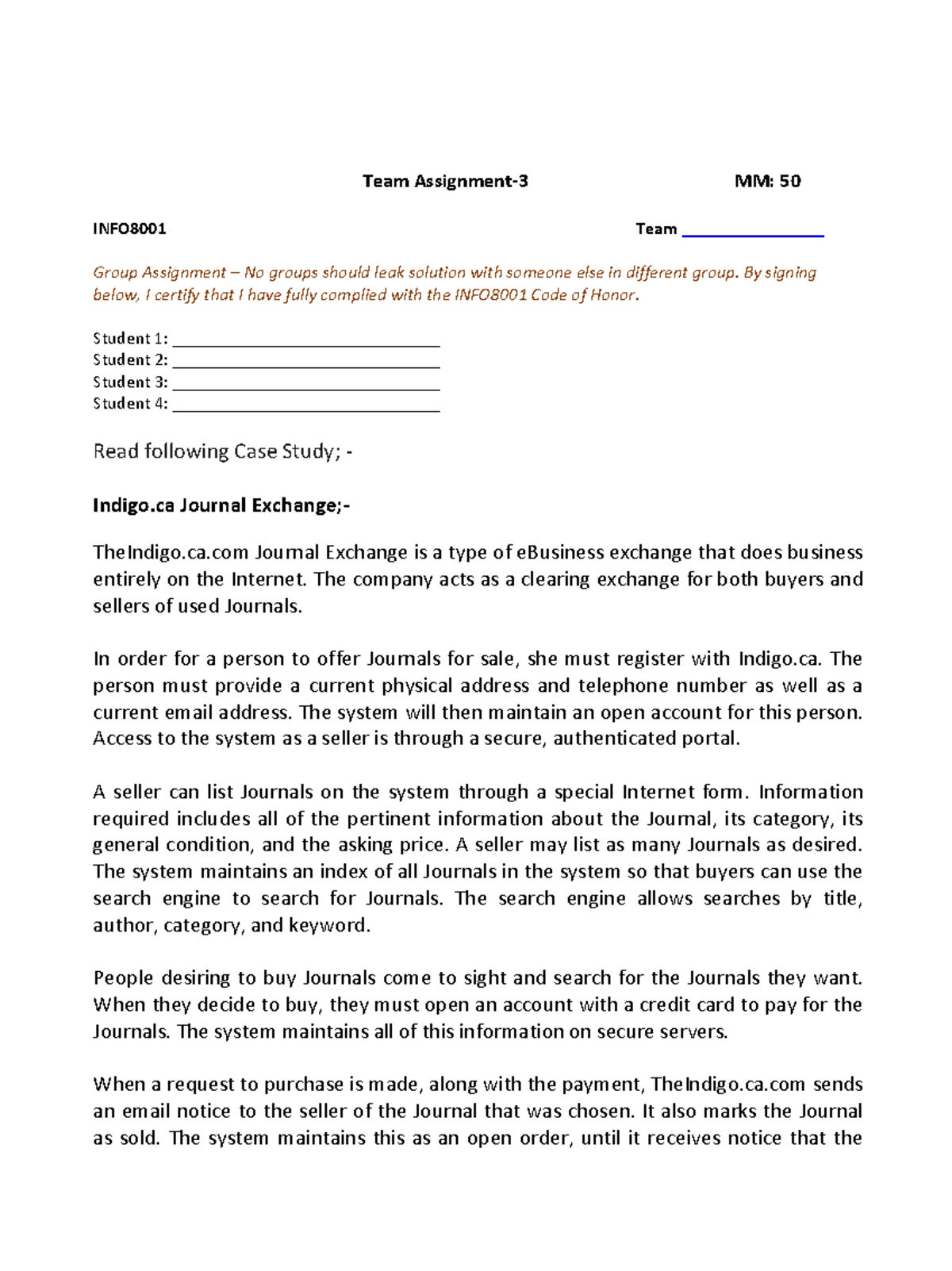 Team Assignment-3 - By signing below, I certify that I have fully ...