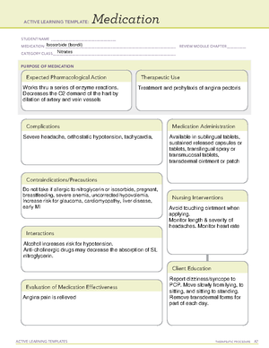ATI medication template Nifedipine - Medication Medication ...