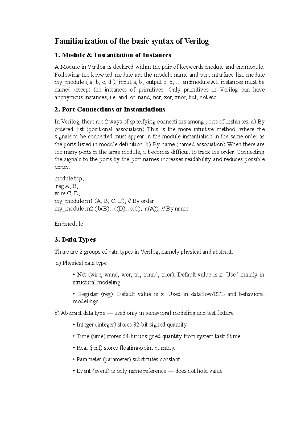 Verilog Introduction Is Required Please Give As Much Additional Information As Possible Such
