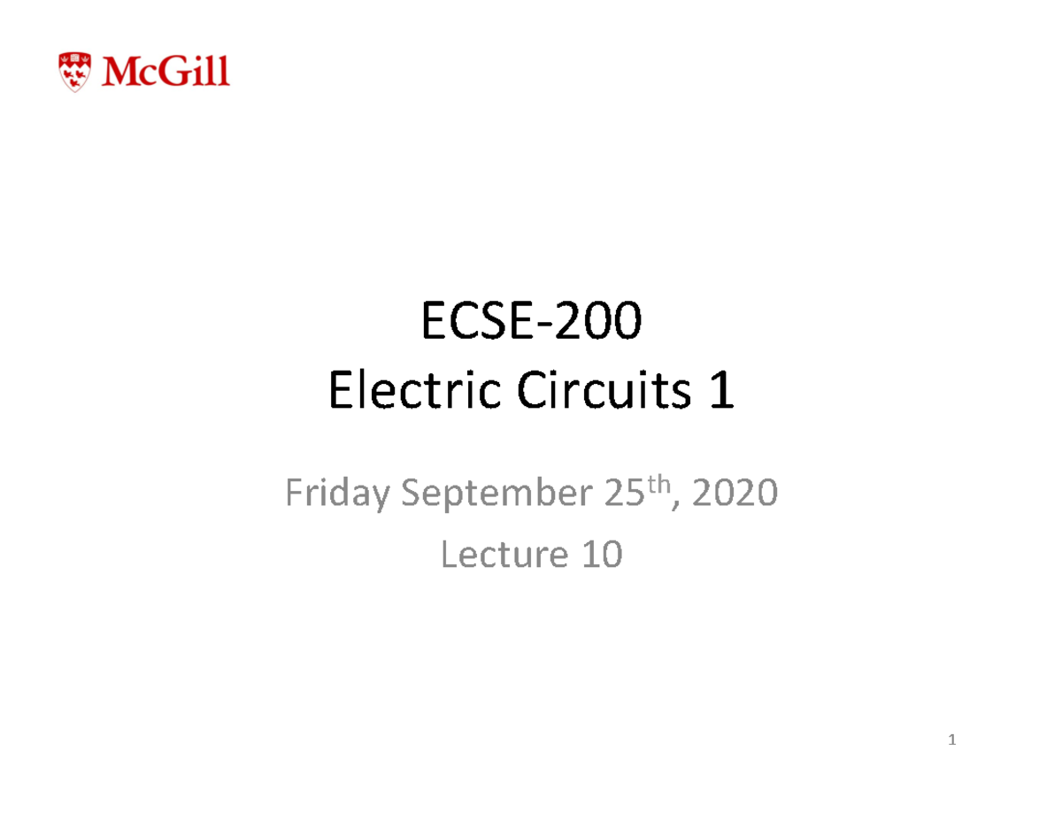 9 nodal analysis - th - ECSE- Electric Circuits Friday September - , - Lecture - Basic Circuit ...