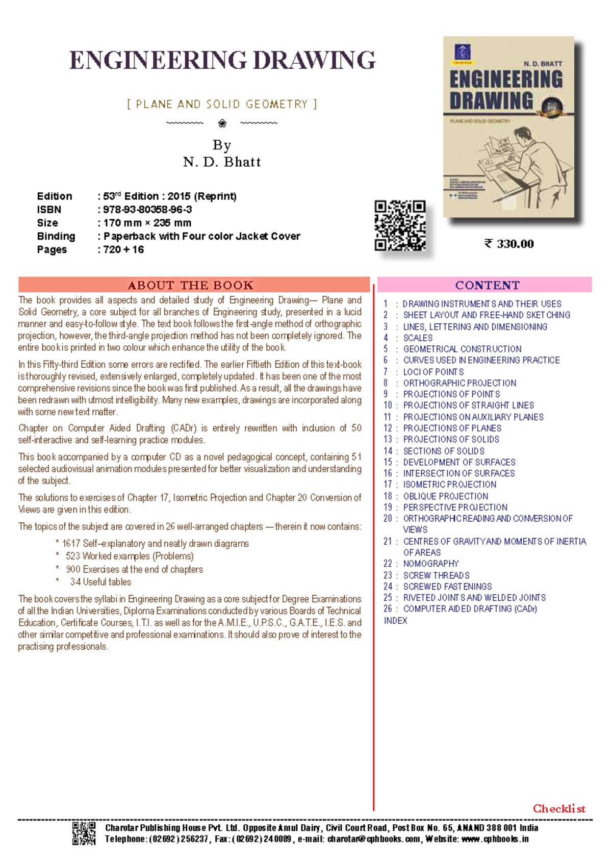 Engineering Drawing Plane AND Solid GEOM - Charotar Publishing House Pvt. Ltd. Opposite Amul ...