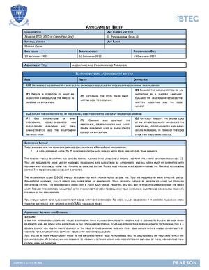 Assignment Brief Unit 04 Database Design and Development Sep 2022 ...