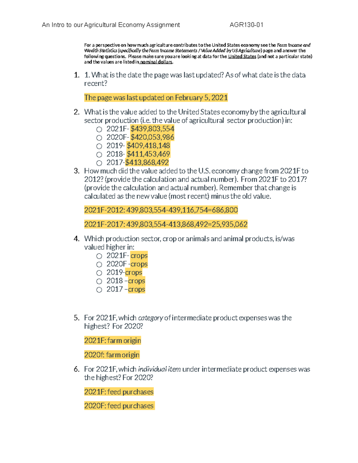 An Intro to our Agricultural Economy Assignment - Please make sure you ...