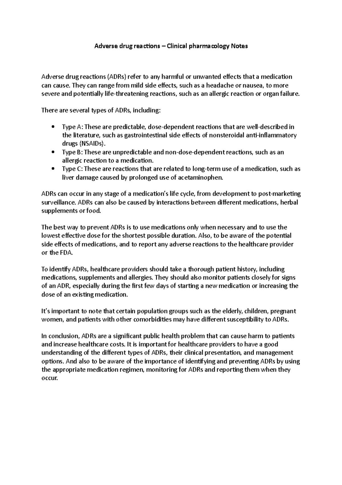 Adverse drug reactions - They can range from mild side effects, such as ...