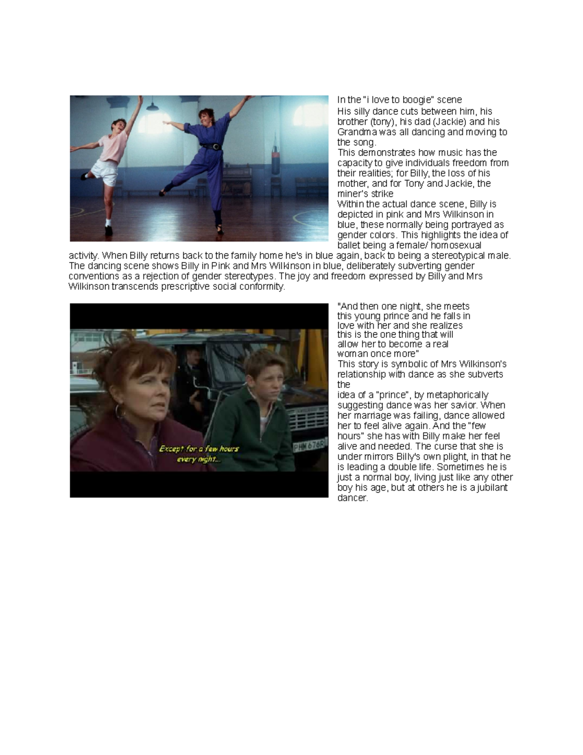 billy elliot notes - In the “i love to boogie” scene His silly dance ...