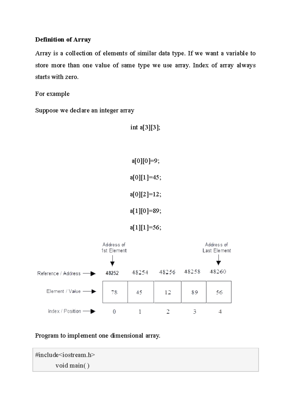 Arrays Definition Of Array Array Is A Collection Of Elements Of