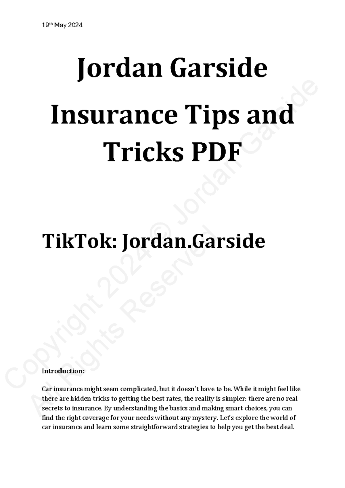 JG Insurance Tips - ECNOMICS PAPER - Jordan Garside Insurance Tips and ...
