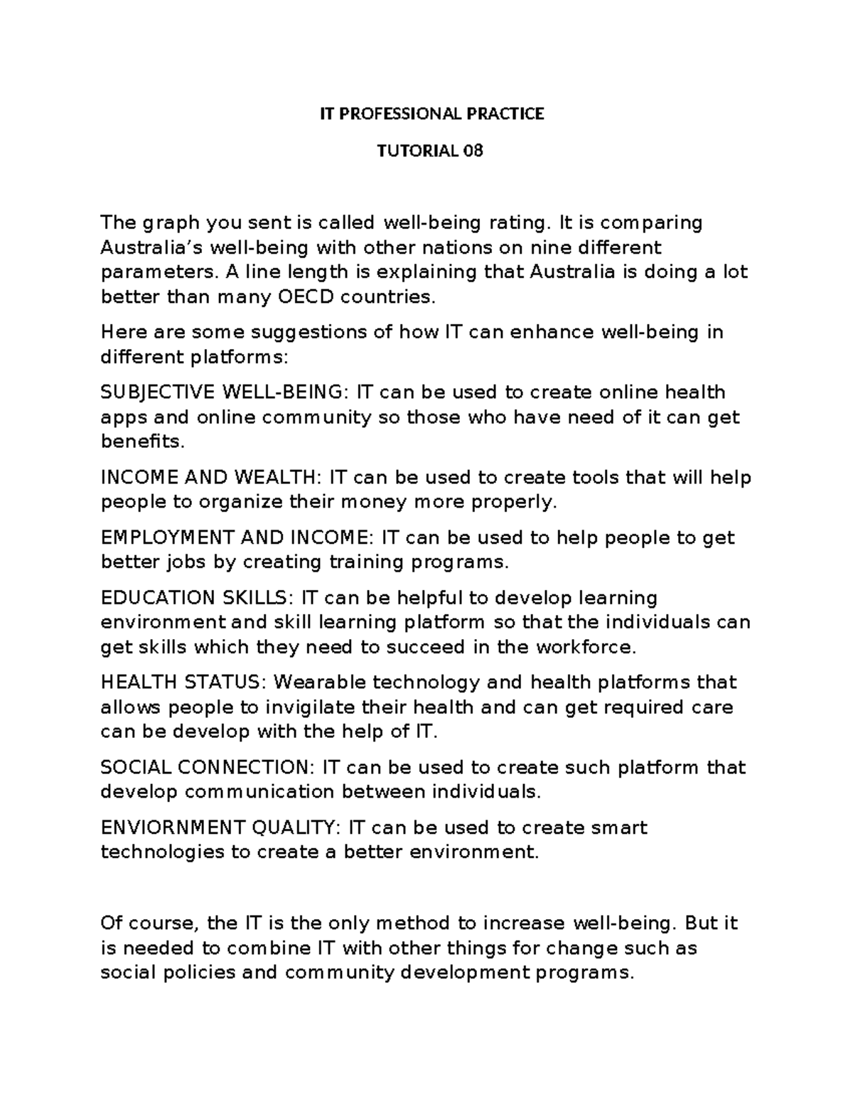 IT Professional Practice tutorial 8 - IT PROFESSIONAL PRACTICE TUTORIAL ...