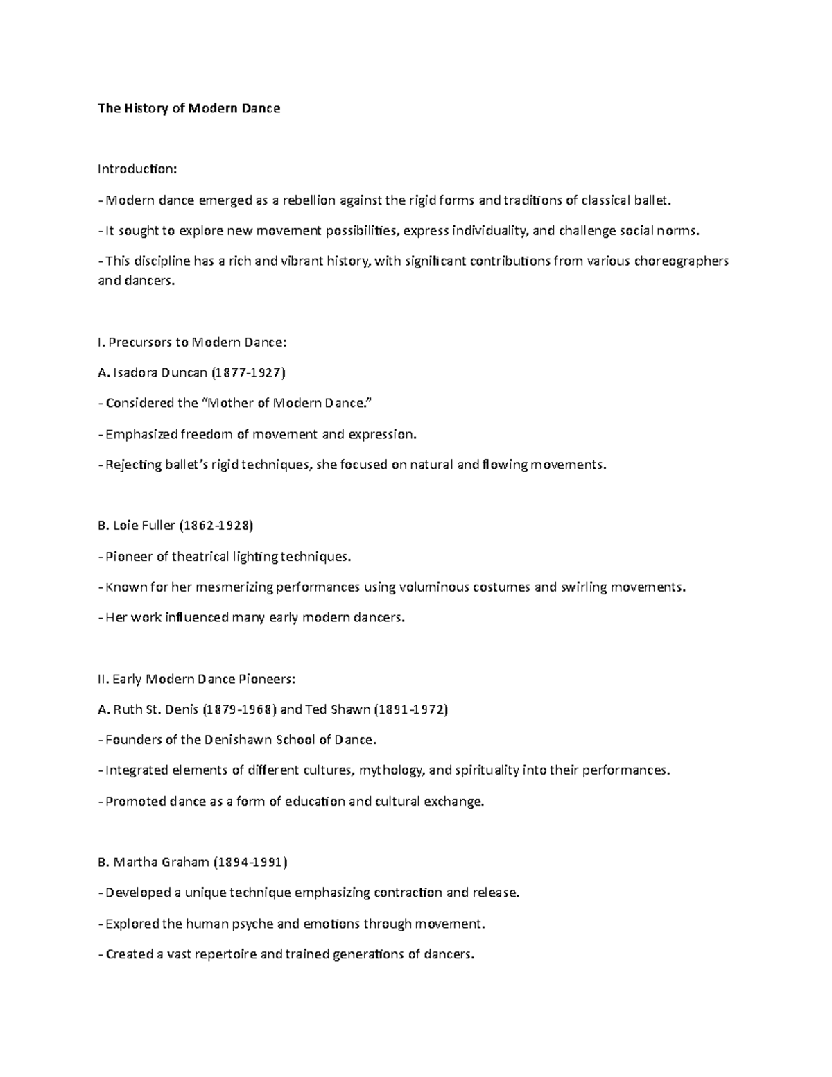 History of Modern Dance - The History of Modern Dance Introduction ...