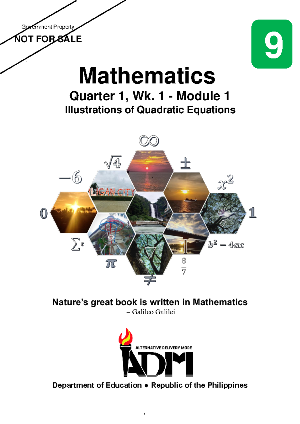 Math9 Q1 Mod1 Illustrations of Quadratic Equation - Government Property ...