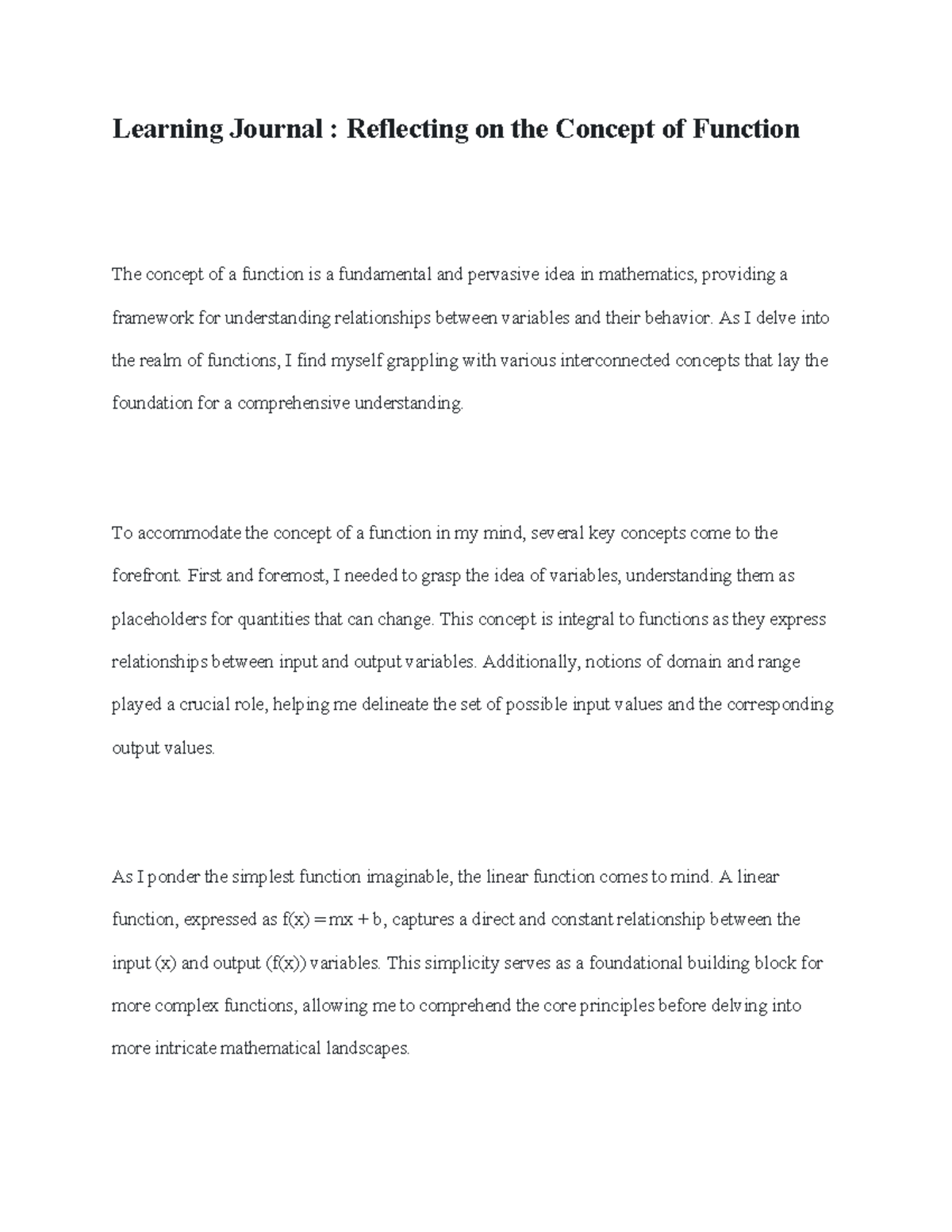 Lеarning Journal Math Unit 1 - Lеarning Journal : Rеflеcting on thе ...