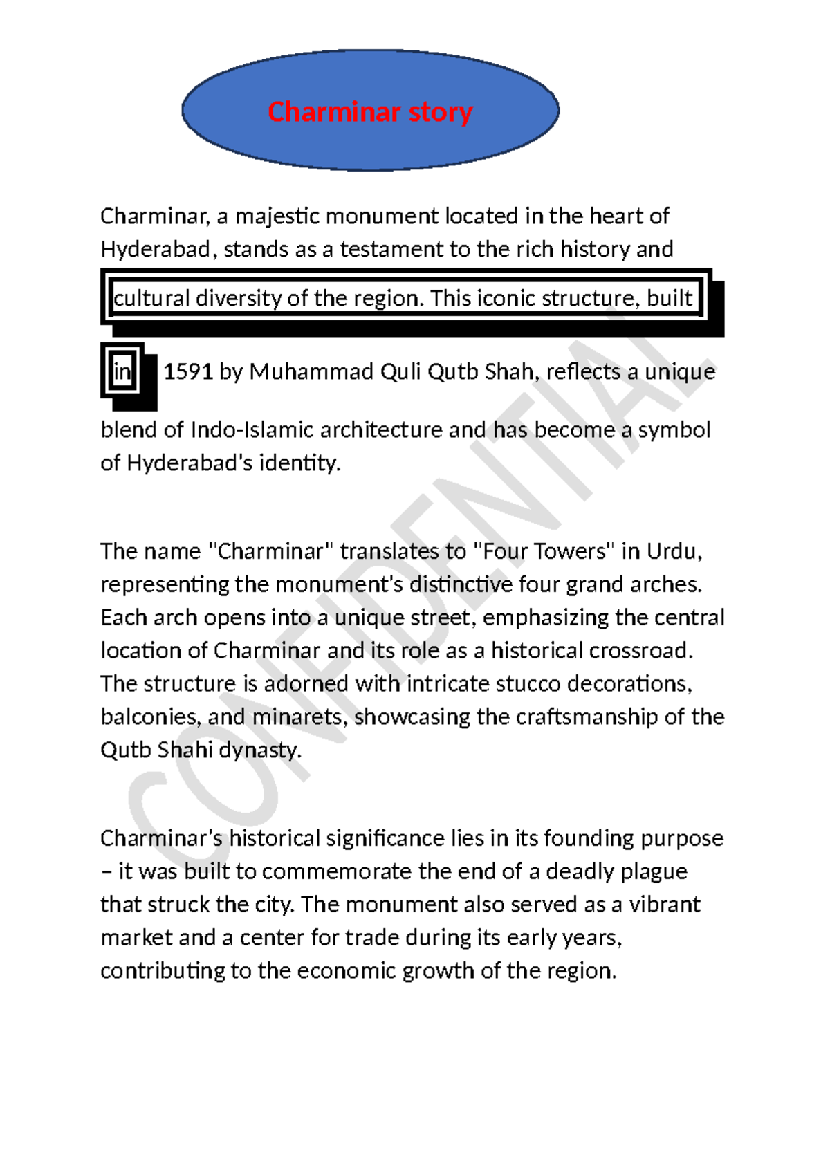 Charminar story - I am a beginners - Charminar story Charminar, a ...