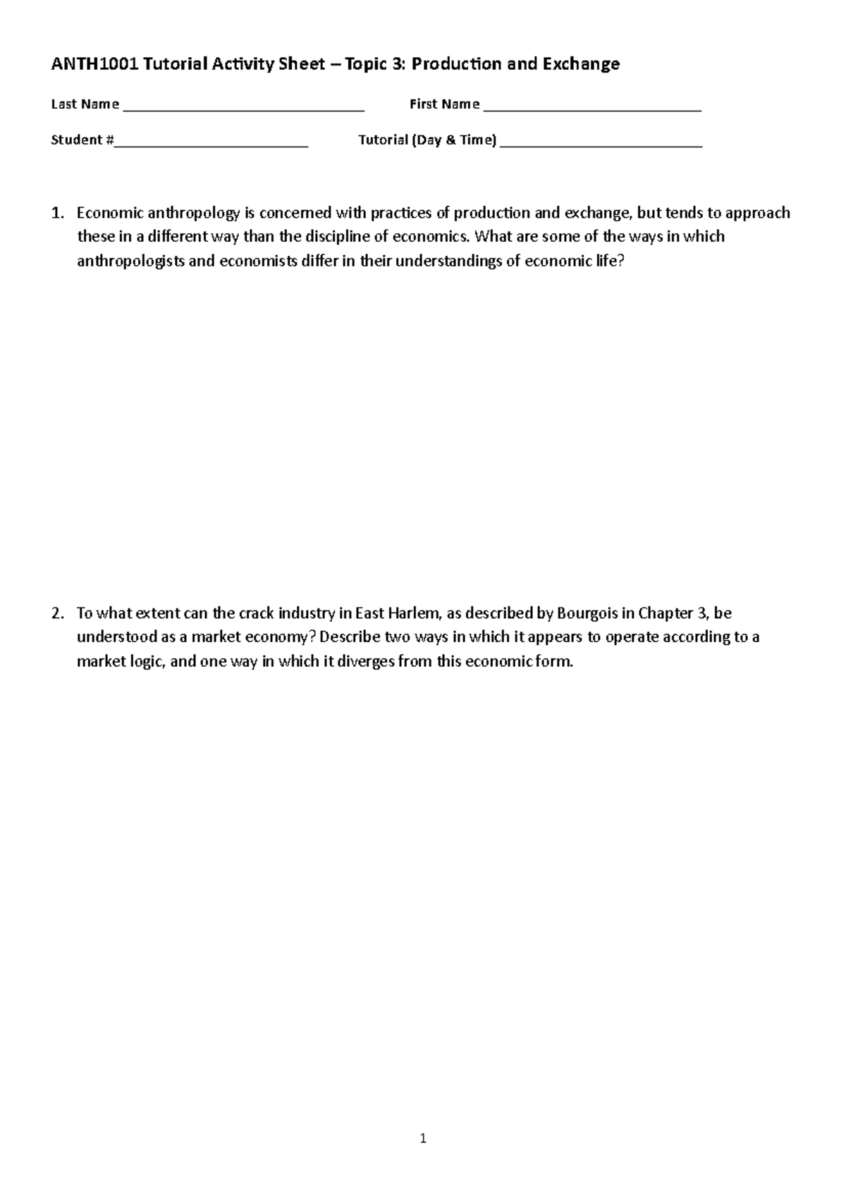 Tutorial Activity - Topic 3 - ANTH1001 Tutorial Activity Sheet – Topic ...