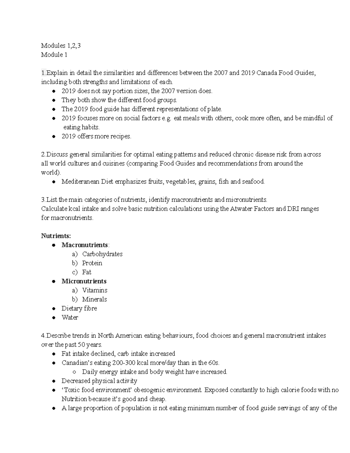 Basic Nutrition: Modules 1,2,&3 Notes - Nutr 120.3 - U of S - Studocu