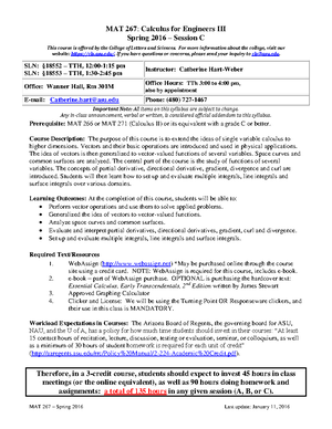 Calc 3 final equations - MAT 267 - Studocu