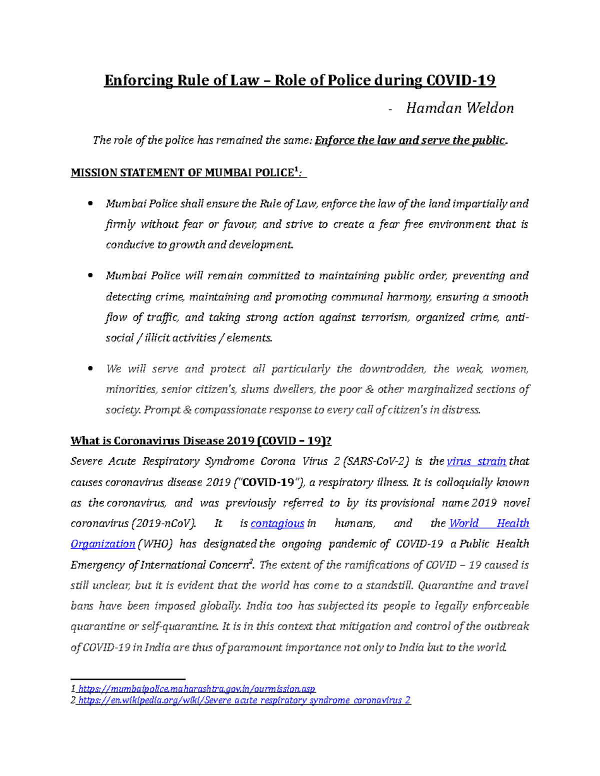 Article II - Enforcing Rule of Law - Enforcing Rule of Law – Role of ...