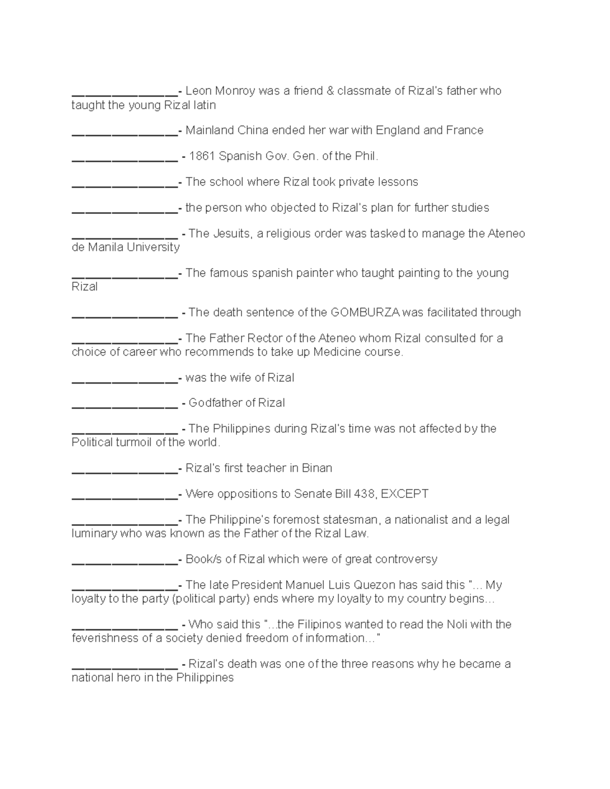 RIZAL031 LIFE AND Works OF Rizal Notes Part 7 - Leon Monroy was a ...