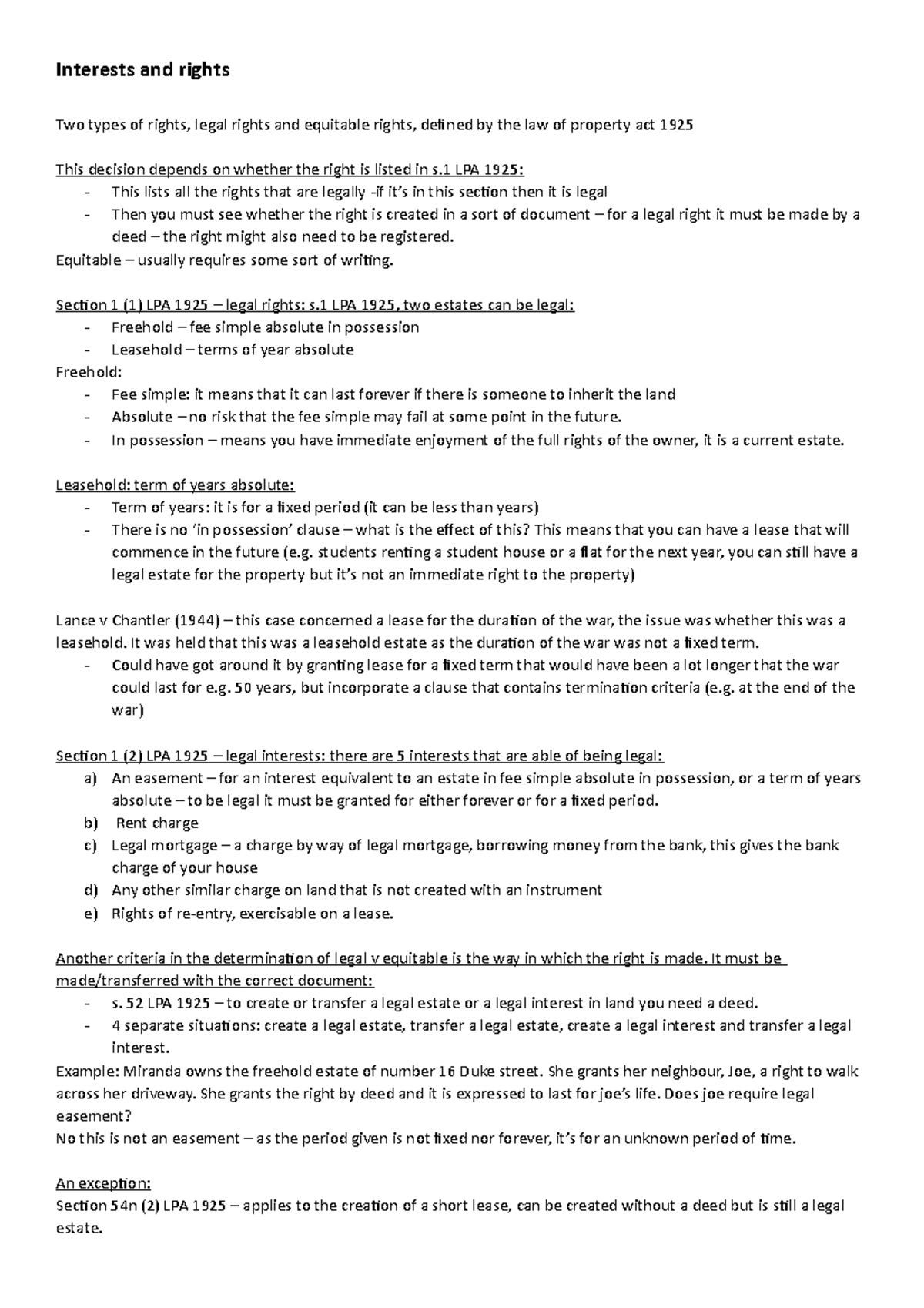 3. Interests and rights - Interests and rights Two types of rights ...