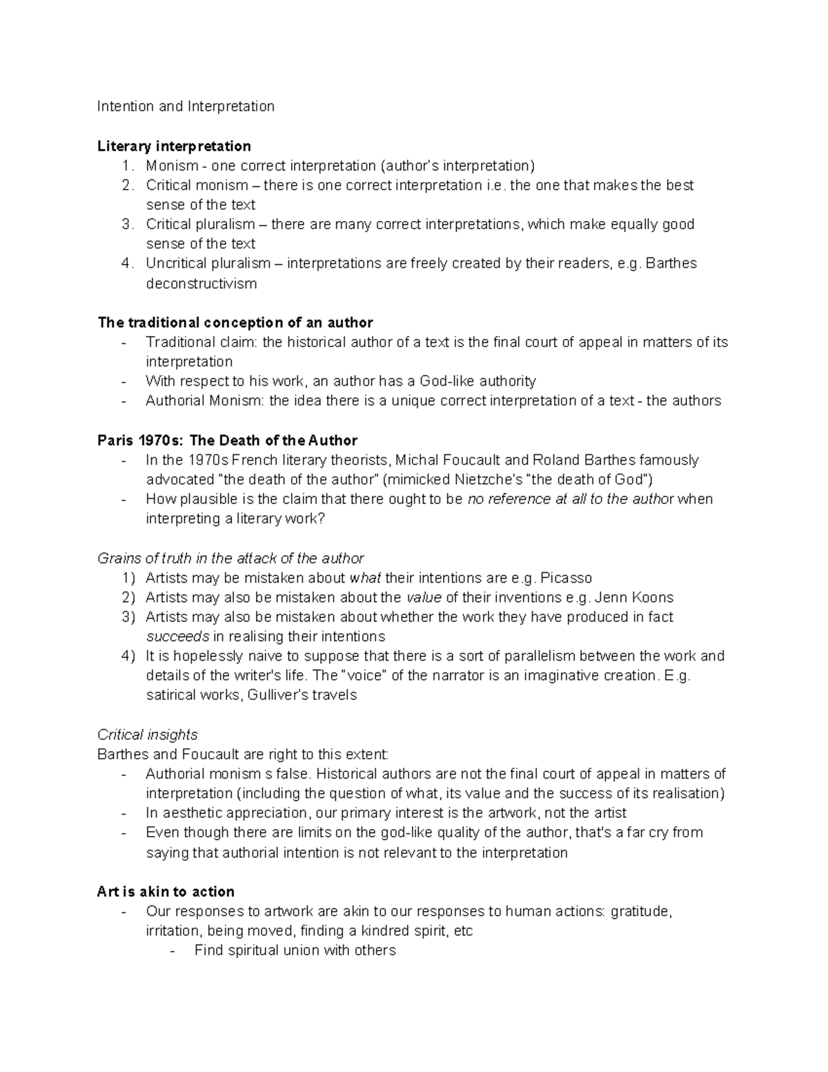 Lecture 23 - Intention and Interpretation - Intention and ...